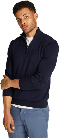 Tommy Hilfiger Herren Pullover mit Reißverschluss Essential Cotton Mock Halbzip, Blau (Desert Sky), 3XL