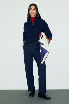 Gerard Darel Pantalon droit dos &eacute;lastiqu&eacute; et lien - MYRA - Marine