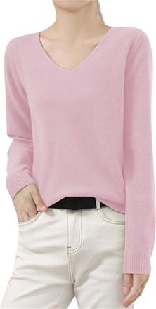 Generic Womens V Neck Cashmere Sweaters Long Sleeve Lightweight Knitted Pullover Casual Loose Winter Warm Sweater Tops