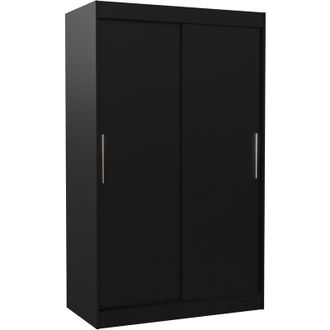 Les Tendances Les Tendances - Petite armoire de chambre noir avec 2 portes coulissantes Keria 120cm
