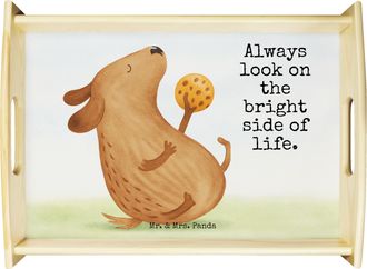 Mr. & Mrs. Panda Tablett Hund Keks Design - Geschenk, teetablett, Holztablett, Hundekekse, Serviertablett, Hundeleckerli, Leckerli, Spr&uuml;che, Optimistisch, Holz, Servie