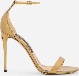 Dolce & Gabbana Sandalette Aus Kalbsleder In Spiegeloptik - Frau Sandalen Und Wedges Gold Leder 35.5