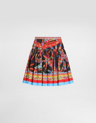 Dolce & Gabbana Minirock Aus Popeline Mit Carretto-print - Frau R&ouml;cke Mehrfarbig 48