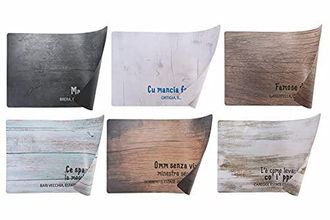 Villa D'Este Home Tivoli Dialetti Platzset, doppelseitig, Holzoptik, 6 St&uuml;ck