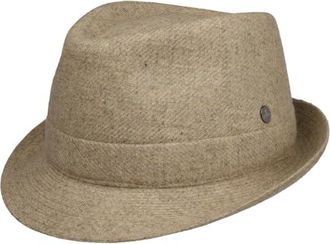 Lierys Chapeau en Laine Shetland Wool Trilby Homme - Made in Italy pour lhiver avec Doublure Hiver Automne-Hiver - L (58-59 cm) Beige Clair
