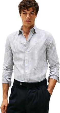 Tommy Hilfiger Chemise Homme Flex Poplin Mini Tartan Regular Fit, Multicolore (Breezy Blue/Check), M