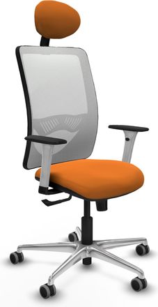 Piqueras y Crespo Schreibtischstuhl Zulema Orange mit wei&szlig;en und schwarzen Armlehnen, h&ouml;henverstellbare Lendenwirbelst&uuml;tze und festes Kopfteil, ausgestattet mit 3 Posit