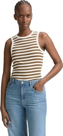 Tom Tailor Damen 1046566 Top, 37852 - Olive White Stripe, XS EU