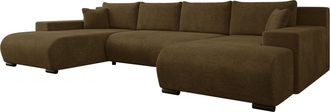 Mirjan24 Ecksofa Nojan, Eckcouch Couch mit Schlaffunktion und Bettkasten, Wohnlandschaft in U-Form, Komfortables Sofa mit Zwei Ottomane (Wave 09)