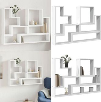 vidaXL Vidaxl - tagère murale blanc 96x12x64 cm bois dingénierie - Étagère Murale - Étagère Cube - Rangement Mural - Décoration Murale - Meuble Design
