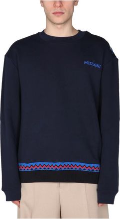 Missoni Homme, Sweatshirts et sweats &agrave; capuche, Bleu, Taille: S Crew Neck SweaT-shirt