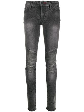 Philipp Plein Skinny-Jeans mit Acid-Wash-Optik - Schwarz