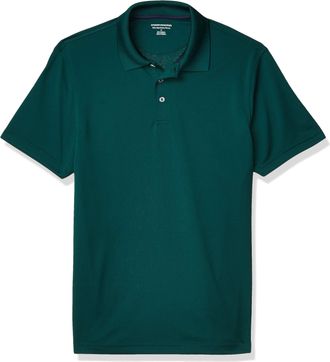 Amazon Essentials Herren Golf-Poloshirt, Kurzärmelig, Schmal Geschnitten, Schnell Trocknend, Dunkelgrün, XXL