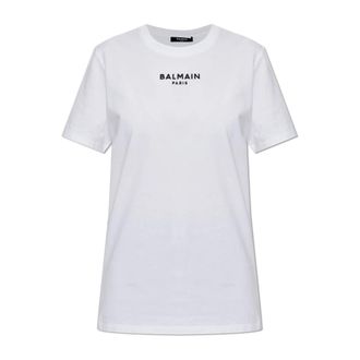 Balmain T-Shirt mit gesticktem Logo - - Tops - Damen - Wei&szlig; - M