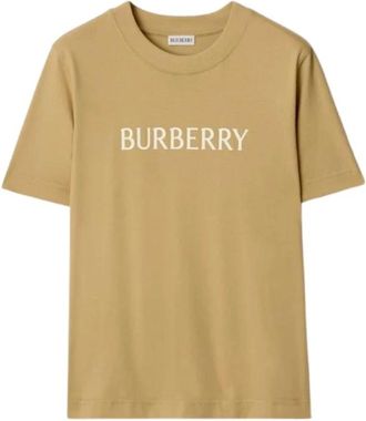 Burberry Femme, Tops, Beige, Taille: 38 FR Logo Cotton T-shirt