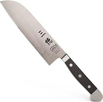 Gude Solingen - Santoku geschmiedet, 18 cm, POM schwarz, ALPHA, Doppelkropf, Handmade Germany