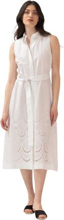 P.A.R.O.S.H. P.a.r.o.s.h., Femme, Robes, Blanc, Taille: 42 FR Robe Midi avec Broderie et Ceinture