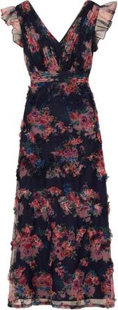 Adrianna Papell Midikleid Printed Tulle Ankle Dress A floral, mesh daydream dress