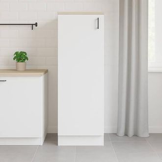 Dmora Hochschrank 1 Tür Pianengo, Küchenschrank, Vertikales Vorratsmodul, Kompakter Vertikalschrank, 60x60 h148 cm, Weiß und Eiche