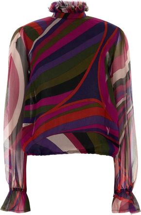 Pucci Femme, Blouses et Chemises, Multicolore, Taille: 36 FR Blouse Imprim&eacute;e Iride &agrave; Manches Ballon