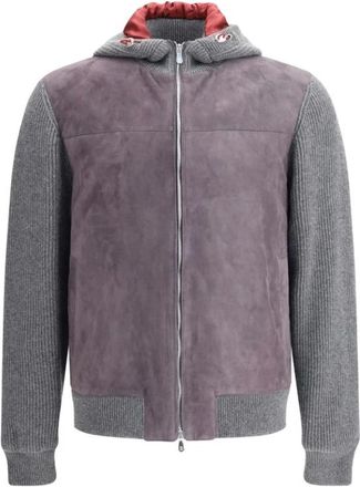 Brunello Cucinelli Homme, Vestes, Gris, Taille: L Veste Tricotée Élégante avec Capuche