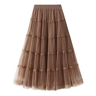 Generic Jupe Portefeuille Longue Droite Culotte Trapèze Pied Kilt Chic Poudré Automne Basse Tulipe Ceremonie Noeud Espagnole Moutarde Nouveautés Écolière Pail