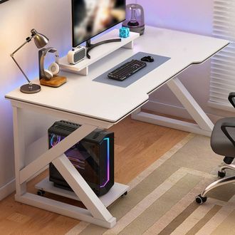 Generic Robuster Schreibtisch, Moderner Gaming Computertisch, Platzsparender Mehrzweck Arbeitsplatz f&uuml;r Homeoffice, K F&ouml;rmiges Metallgestell