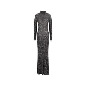 Balenciaga Funkelndes Maxikleid mit hohem Kragen - - Dresses - Damen - Schwarzk - XS