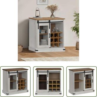 vidaXL Schiebet&uuml;r - Sideboard HALDEN mit Schiebet&uuml;r Wei&szlig; 80x40x80 cm Massivholz