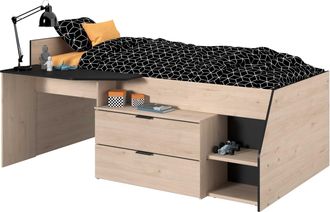 Parisot Multifunktions Hochbett Milky 2 Industrial Style/Eiche Jackson