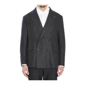 Tagliatore Doppelreihiger Blazer mit Struktur - - Jackets - Herren - Grau - M