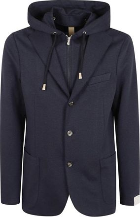 Eleventy Homme, Vestes, Bleu, Taille: 2XL Blazer &agrave; Capuche