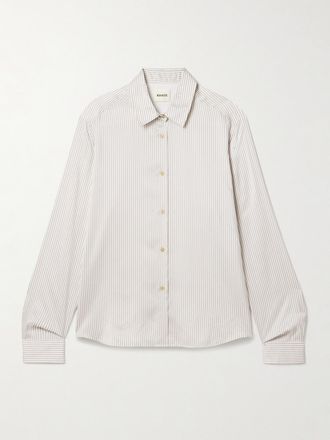 Khaite Argo Hemd Aus Gestreifter Seide - Creme