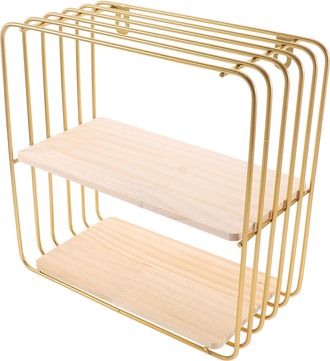 Supvox Wandregal aus Metall Schwebendes Regal mit Wandhalterung Aufbewahrungsl&ouml;sung f&uuml;r Arbeitszimmer und Schlafzimmer Goldfarben Quadratisch