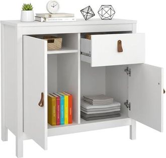 Dmora Kommode Lucienne, Wohnzimmerbuffet, Wohnzimmer-Sideboard, Moderne K&uuml;chen-Speisekammer, 82x38 h80 cm, Wei&szlig;