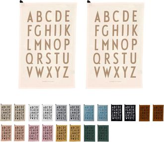 DESIGN LETTERS Tea Off White - 100% Baumwolle, Oeko-Tex-Zertifiziert, weich, saugfähig und trocknet schnell, 2 STK, dekorativ mit ikonischem Alphabetdruck, L: 60 x B