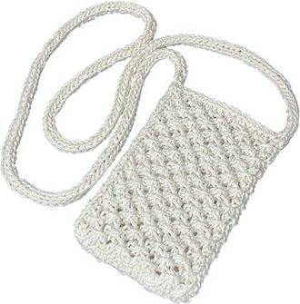 Generic Sac à bandoulière tricoté fait à la main - Petit porte-monnaie pour téléphone, mini sac à bandoulière avec cordon en coton Lurex