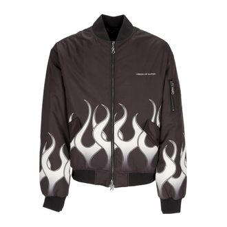 Vision Of Super Flames Bomberjacke Schwarz/Wei&szlig; - - Jackets - Herren - Schwarzk - XL