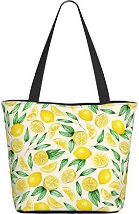 AOOEDM Sac &agrave; provisions pour femme motif citrons 33 x 28 x 19 cm. Le cadeau parfait pour la Saint-Valentin. Cest de la Saint-Valentin pour maman, fille, &eacute;pou