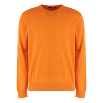 Moorer Kaschmir Rippstrick Crew-Neck Pullover - - Knitwear - Herren - Orange - 2XL