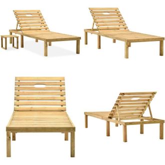 vidaXL Vidaxl - Garten-Sonnenliege mit Tisch Kiefernholz Impr&auml;gniert - Gartenliege - Sonnenliege - Kiefernholz - Outdoor M&ouml;bel - Balkonm&ouml;bel - Home & Living