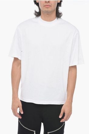 Neil Barrett Einfarbiges Slim Fit T-Shirt mit Ösendetails in Weiß