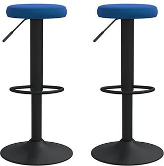 vidaXL Lot de 2 Tabourets de Bar, Chaise de Pub, Siège de Bistrot, Meuble de Salle à Manger Cuisine Salon Maison Intérieur, Bleu Velours