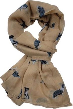 GFM Femme - &Eacute;charpe imprim&eacute;e chien de Border Collie (PSCF-BC-072) (Bc-072-clair Marron)