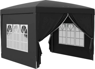 OUTSUNNY Tonnelle barnum pop-up pliant dim. 3L x 3l x 2,58H m 2 fenêtres sac transport acier Oxford noir