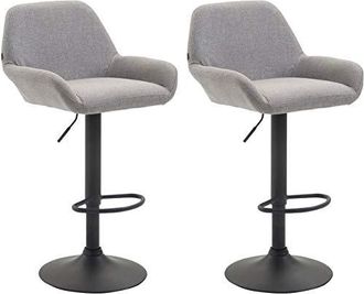 Clp Lot De 2 Tabourets De Bar Braga Tissu I R&eacute;glable En Hauteur Et Pivotant I Pied Et Repose-pieds En M&eacute;tal, Couleur:gris, Couleur du cadre:noir