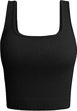 Generic D&eacute;bardeur de sport basique pour femme - En coton - Court - Sans manches - Col en U - Coupe ample - D&eacute;bardeur spaghetti - C&ocirc;tes fines - D&eacute;contract&eacute; - L