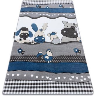 RugsX Rugsx - Kinderteppich petit farm bauernhof tiere blau blue 120x170 cm