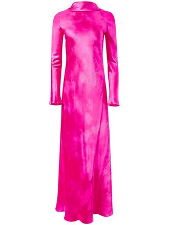 Alejandra Alonso Rojas robe longue &agrave; col b&eacute;nitier - Rose