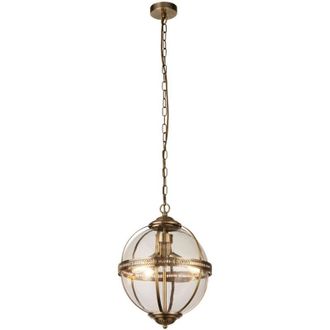 Searchlight Searchlight - Coronet Luminaire suspendu &agrave; 3 lumi&egrave;res, laiton antique et verre